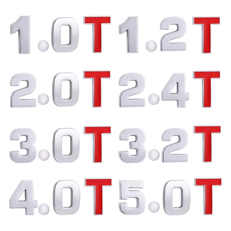 Car 3d Metal 1.6t 1.8t 2.0t 2.8t Logo Sticker Emblem Badge Decals For Mazda Kia Renault Toyota ...