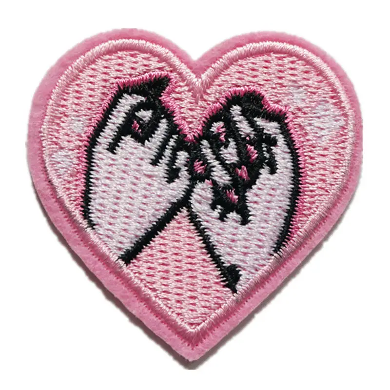 5cm Embroidered Patches Pinky Promise Pink Heart Shape Finger Hook ...