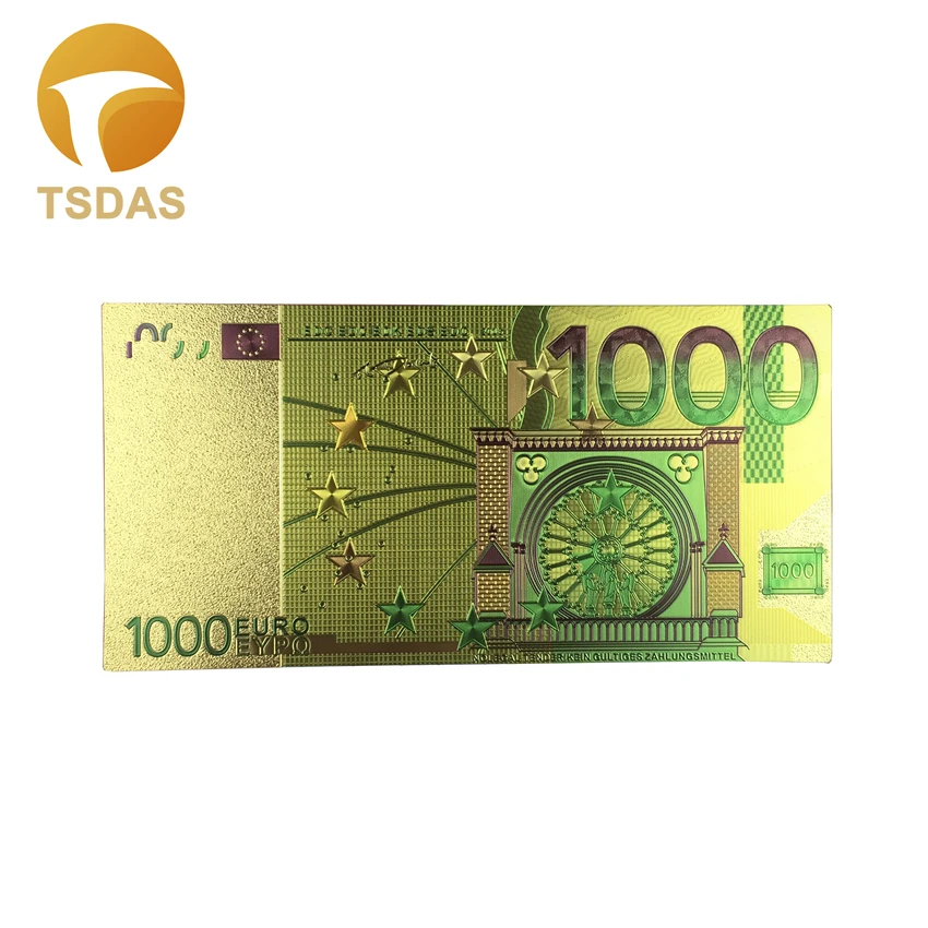 European Commemorative Gold Banknote 10pcs/lot, Colored 1000 Euro Gold ...