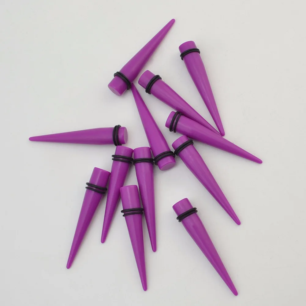 Idealway 12pcs Purple Acrylic Tapers Ear Plugs Gauge Stretching Kit ...
