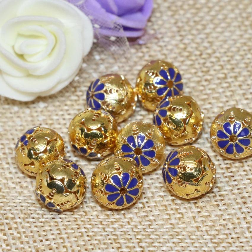 10mm-round-ball-hollow-gold-color-carved-enamel-cloisonne-accessories ...