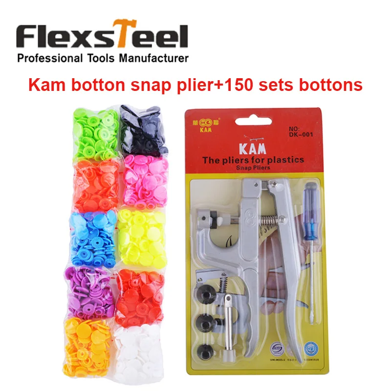 DIY Craft Tool Fastener Kam Bottons Snap Press Plier Kit with 150sets ...