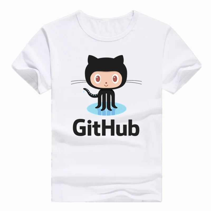 Tamaño asiático impresión Geek programador Github Social de codificación de moda camiseta ...