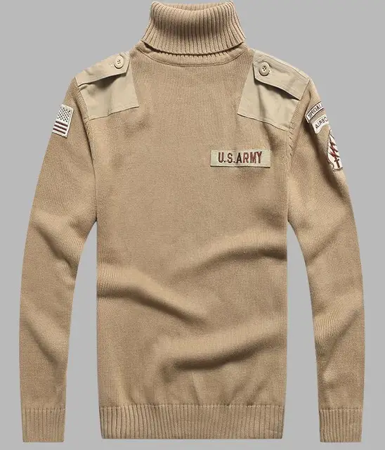 BONJEAN Men's Military Sweater Patch Design Tactical Army Knitted ...