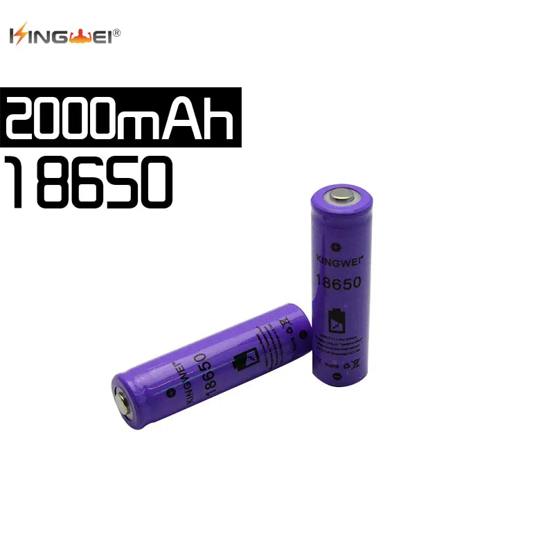 Original KingWei 18650 Circular Battery Purple 2000mah 3.7v Pointed Li ...