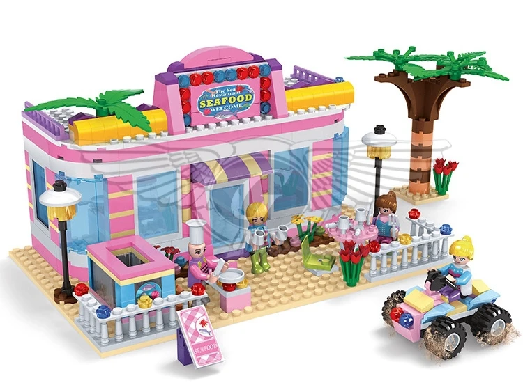 COGO Girl Series 4509 The beach restaurant 500 pcs Building Block Sets ...