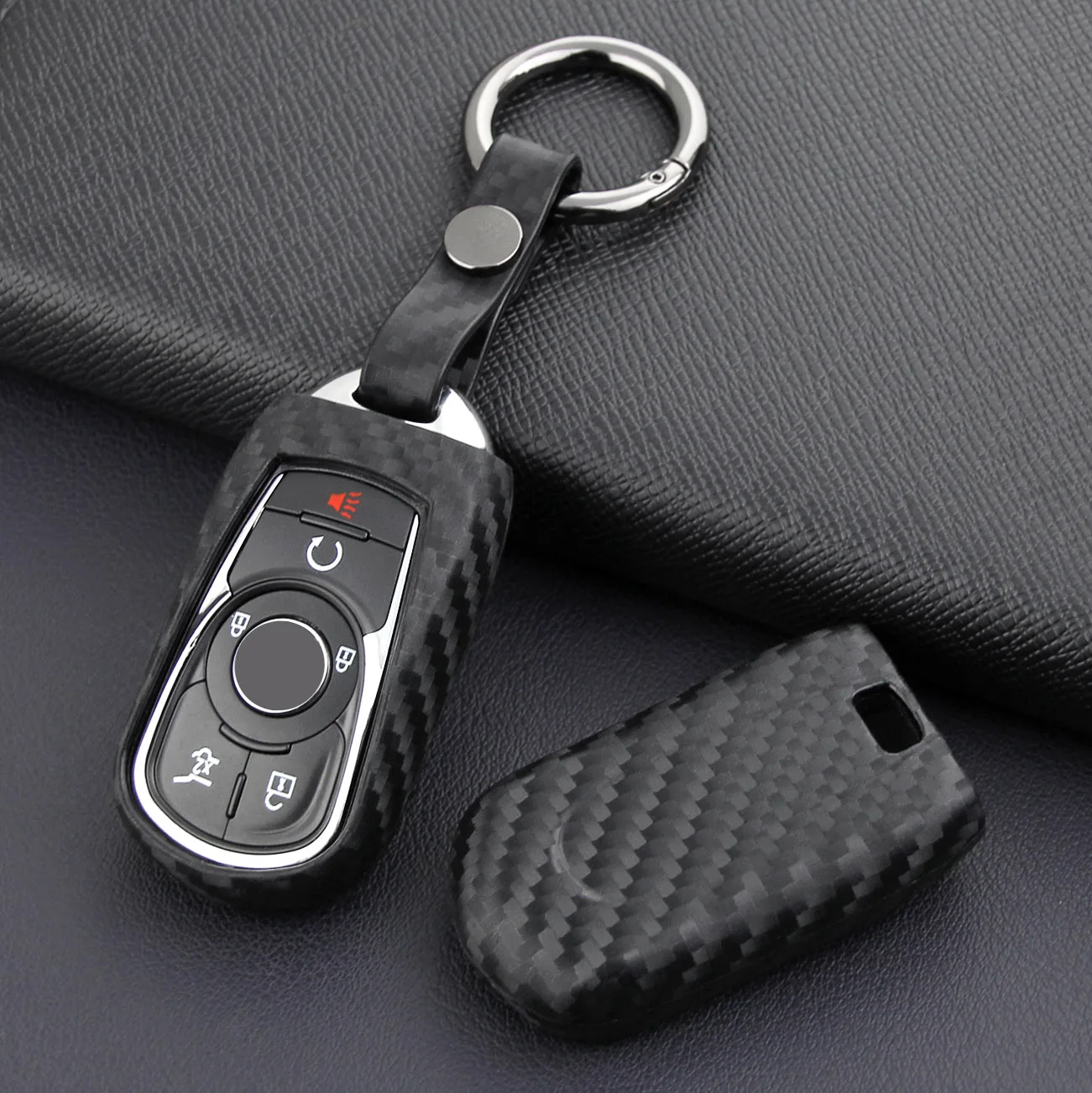Carbon Fiber Smart Car Key Holder TPU Overlay Accessories For Buick ...