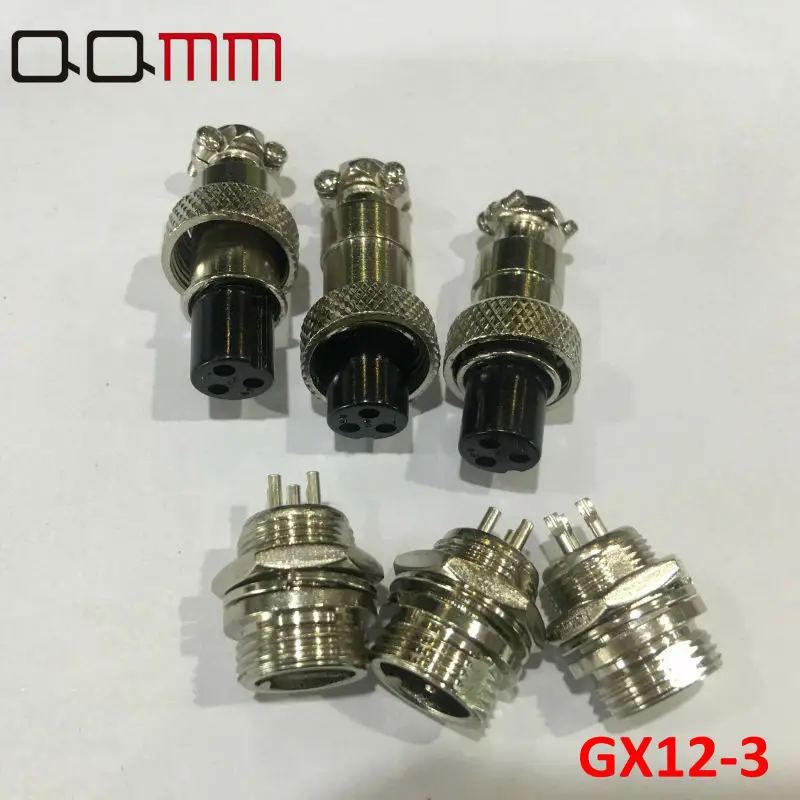 3Set 2017 New Connector Male & Female 12mm Wire GX12 3 Pin Panel ...