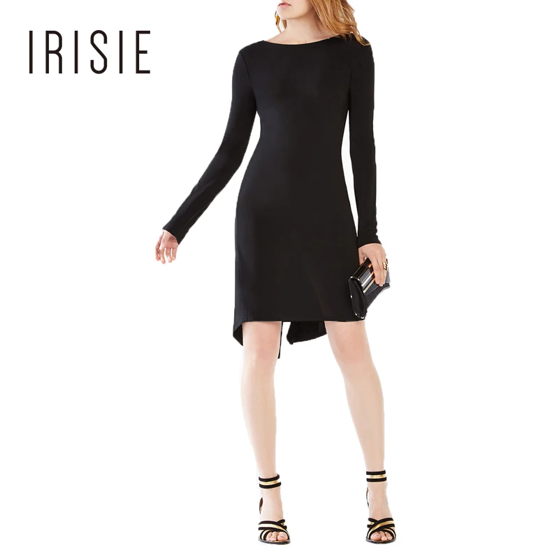 IRISIE 2018 Fashion Solid Black Long Sleeve Women Dress Brief Style ...