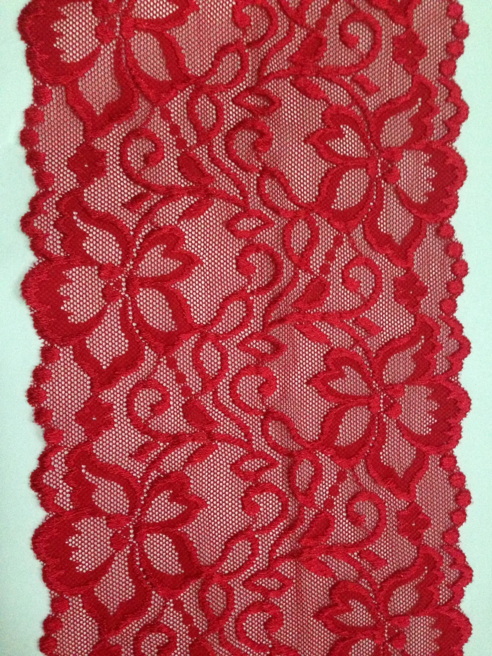14cm Wide 2yrds/lot Gorgeous Mesh Lace Red Stretch Lace Elastic Soft ...