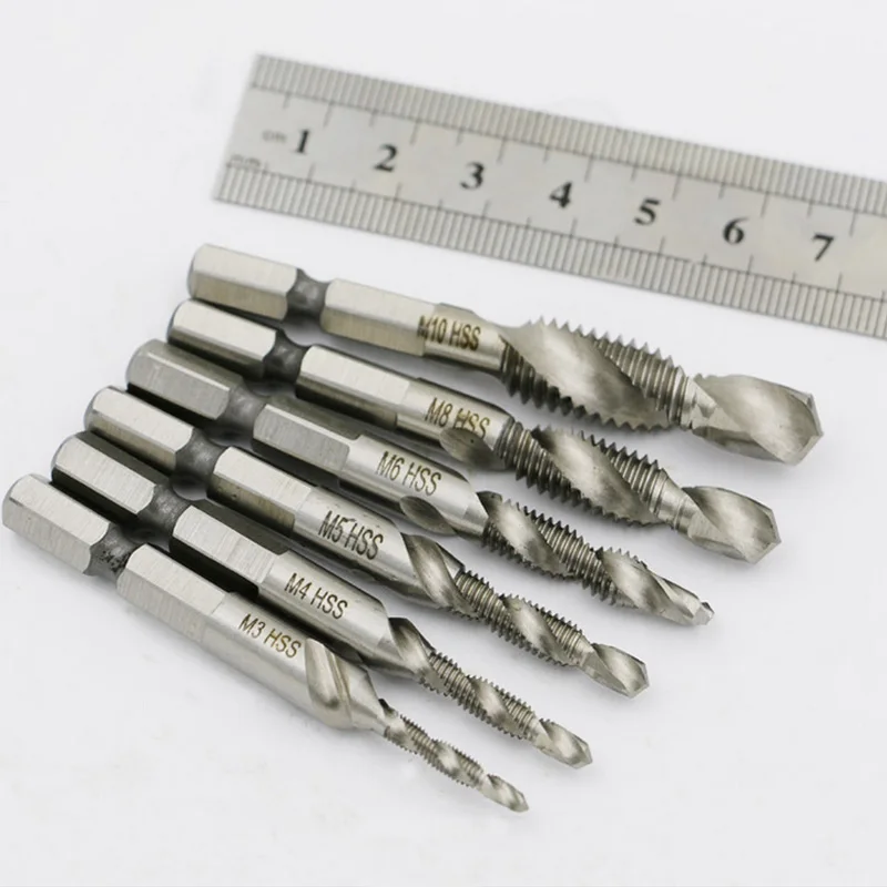 6Pcs/Set M3 M10 Multifunctional Screw Tap Set High speed Steel Hex ...