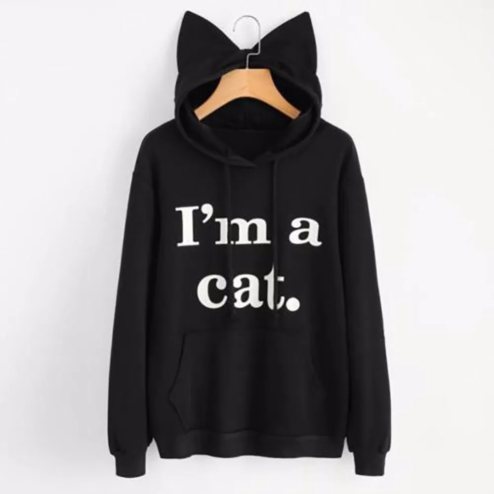 New Novelty Women Hoodies Fashion Cat Ear Sweatshirts Tracksuits Women