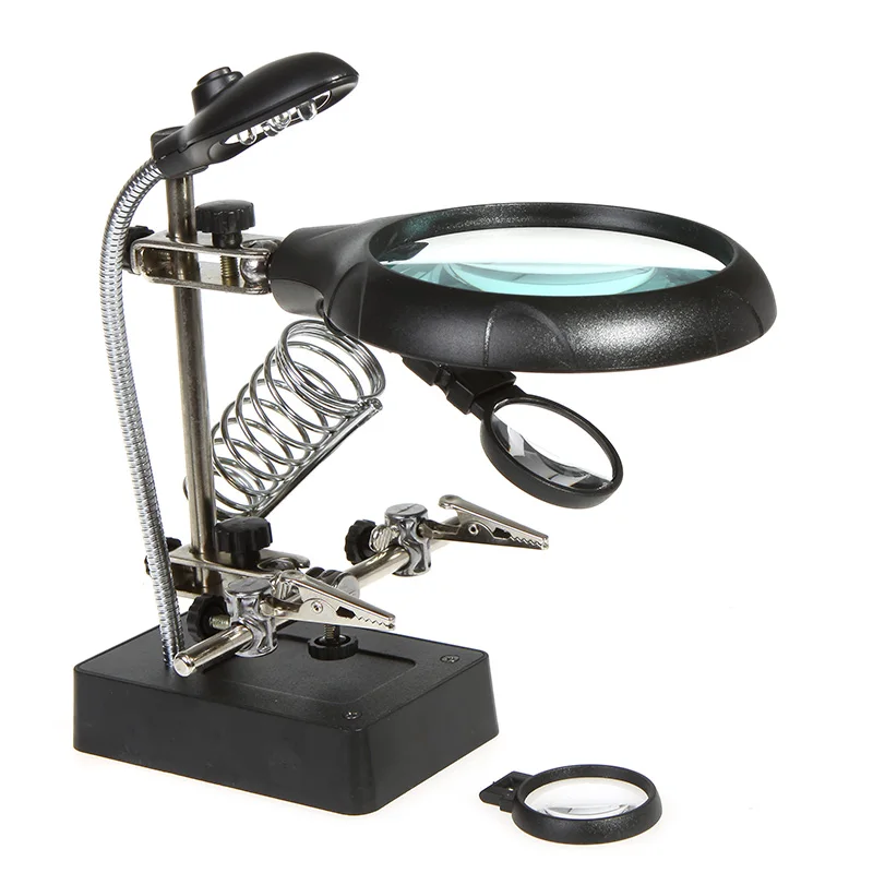 25x 75x10x Led Magnifier Desktop Loupe Microscope Magnifying Glass With Light Desk Magnifier