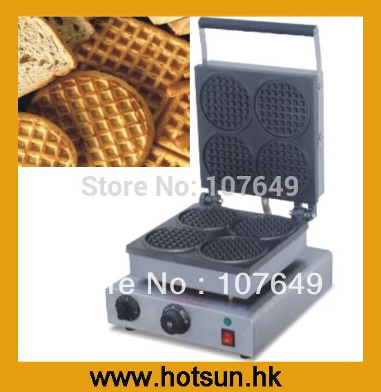 4 Slice Commercial Use 110v 220v Electric Nonstick Mini Round Waffle ...