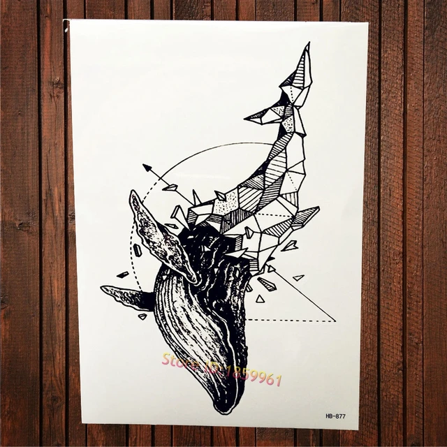 Geometric Whale Tattoo