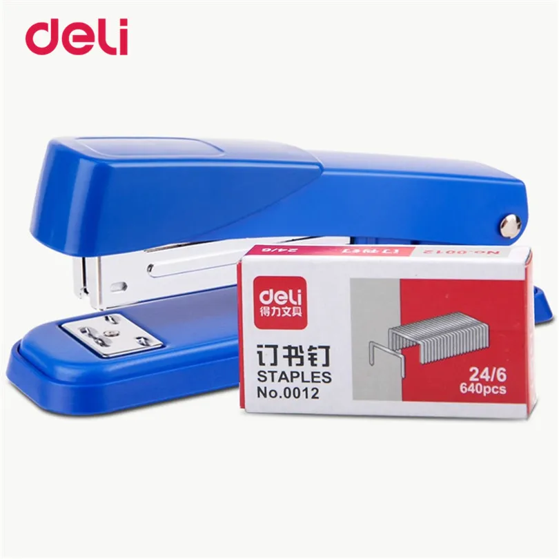 Deli Geometric Manual Standard Stapler 24 6 Size Blue Color Staples