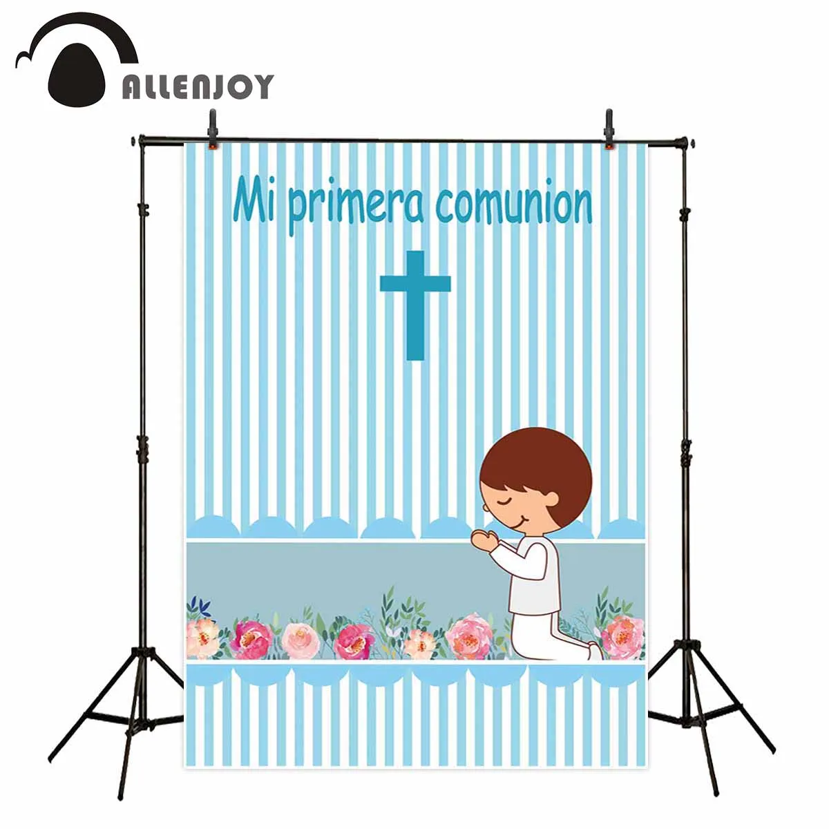 Allenjoy Background For Photo Studio Blue Boy Communion Decoration ...