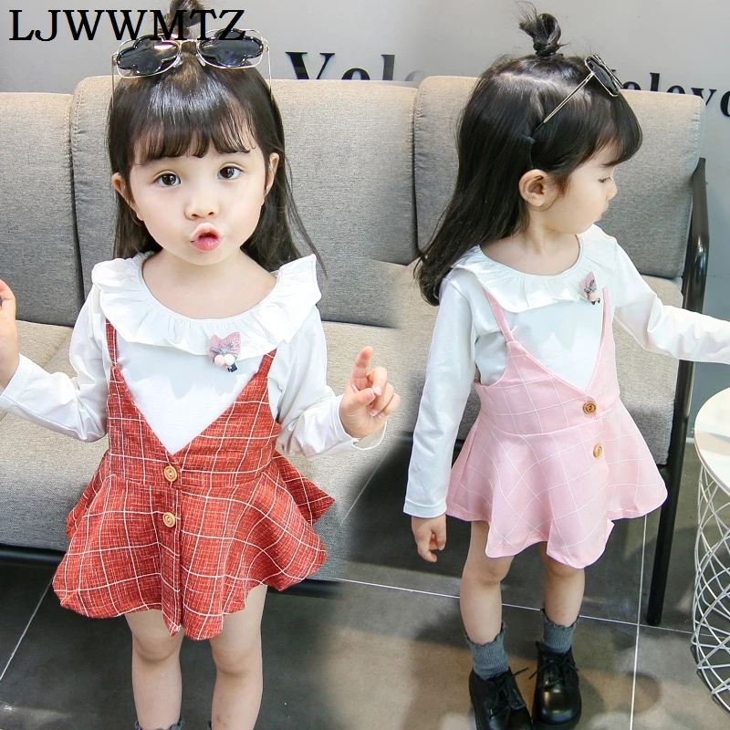LJWWMTZ 2pcs Girl Clothing 18 Autumn Kids Dress Sets Fur Ball Children ...
