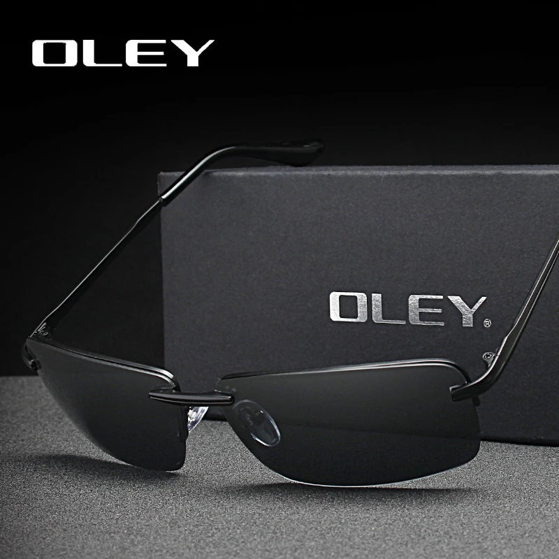 Oley Brands Mens Rectangular Frameless Polarized Sunglasses Uv400