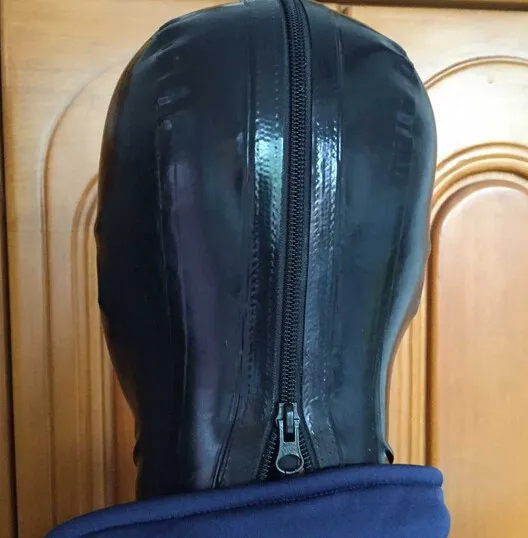 100% Natural Latex FULL RUBBER GASMASK SM Suffocation Mask Hood ...