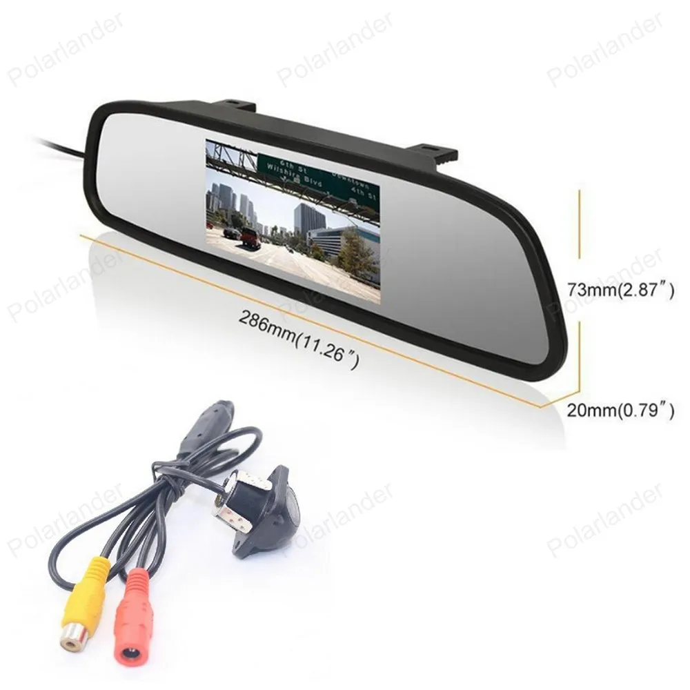 4.3 Inch Car Rearview Mirror Monitor 2 Video Input Tft Lcd Display+ ...