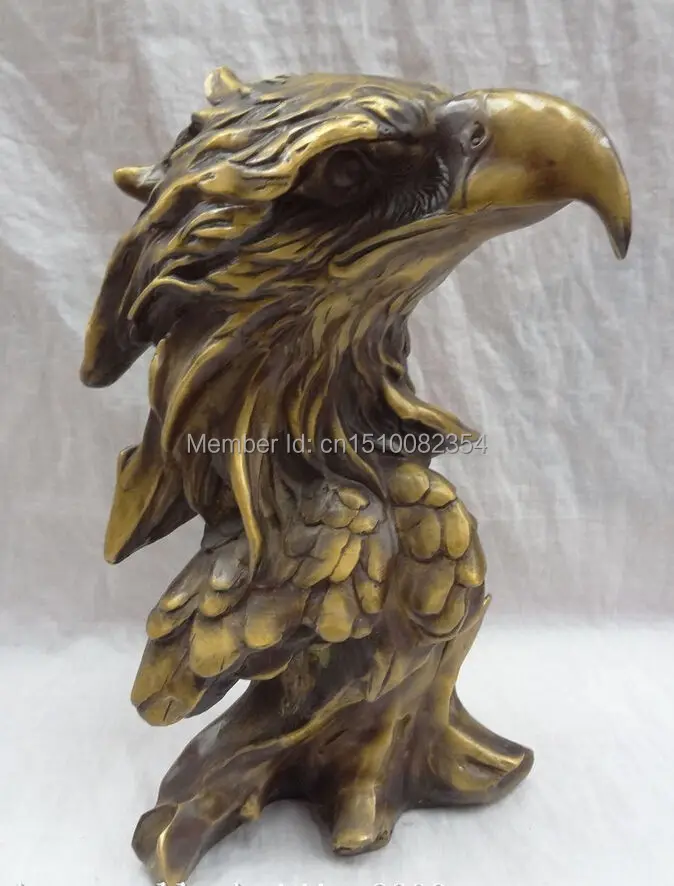 10" Chinese Bronze Bird Wealth Fly Eagle Tercel Head Statue Lanneret ...