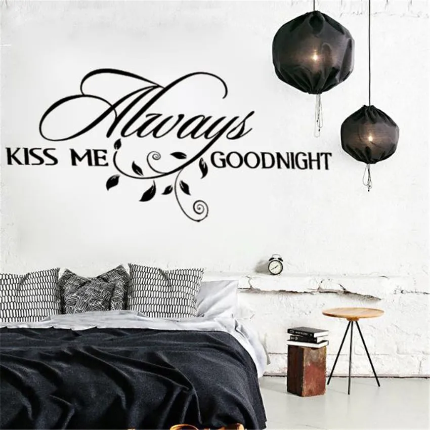 Always Kiss Me Goodnight Loving Art Wall Decal Removable Vinyl Quotes ...