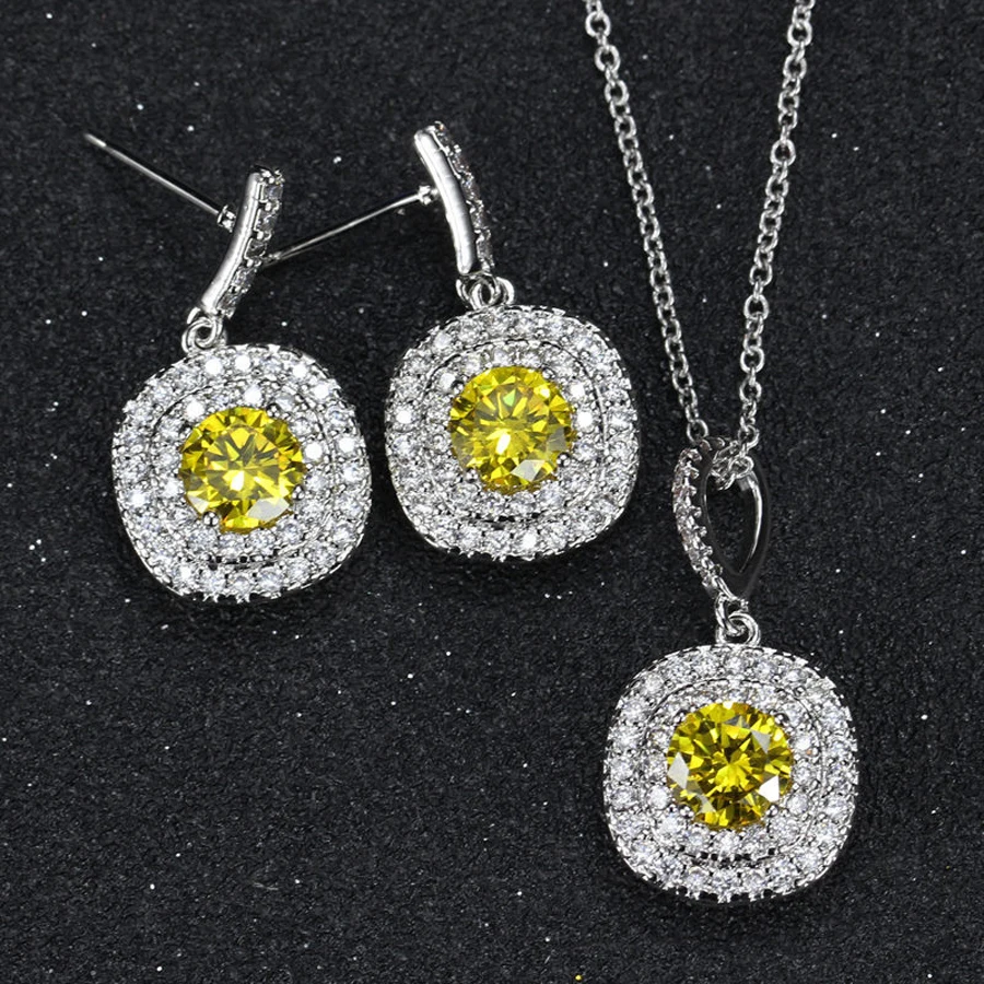 luxury cubic zircon necklace sets for women wedding party accessories ...