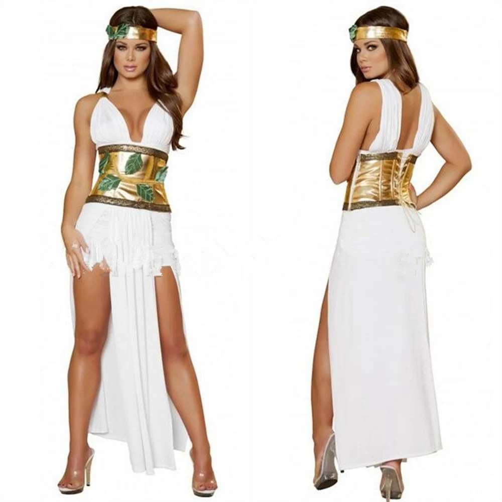 Sexy Egypt Queen Dress Roma Greek Divine Goddess Women Halloween Costume Fancy Dress In Dresses