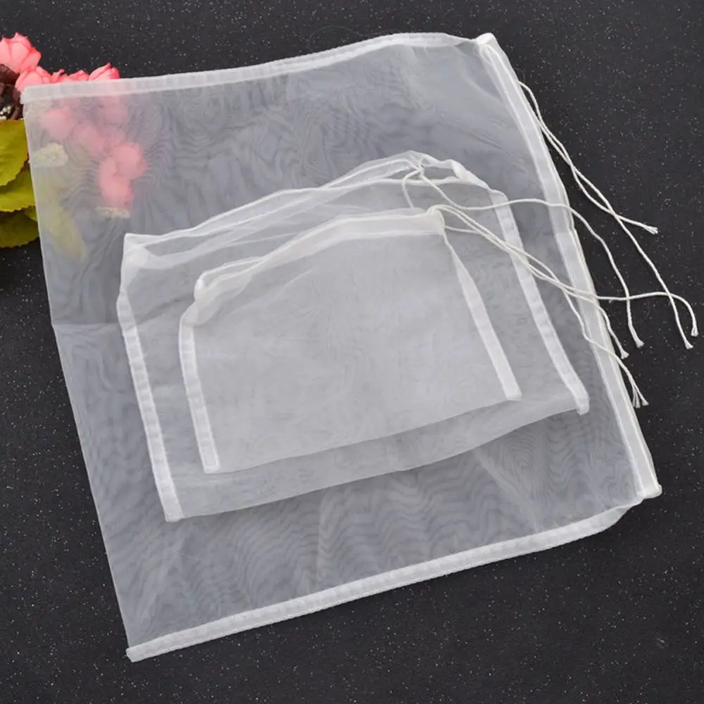4 Sizes Tea Nut Fruit Juice Milk Nylon Mesh Filter Bag Net Tea Strainer ...