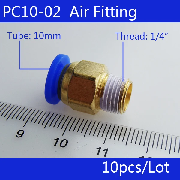 Free shipping HIGH QUALITY 10pcs 10mm to 1/4" Pneumatic Connectors male ...
