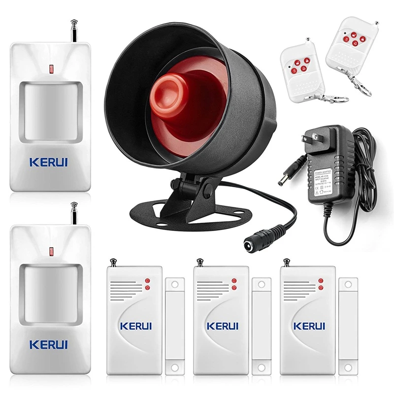 Kerui Security Alarm System Indoor Outdoor Weather-proof Siren Window Door Sensors Motion Sensor ...