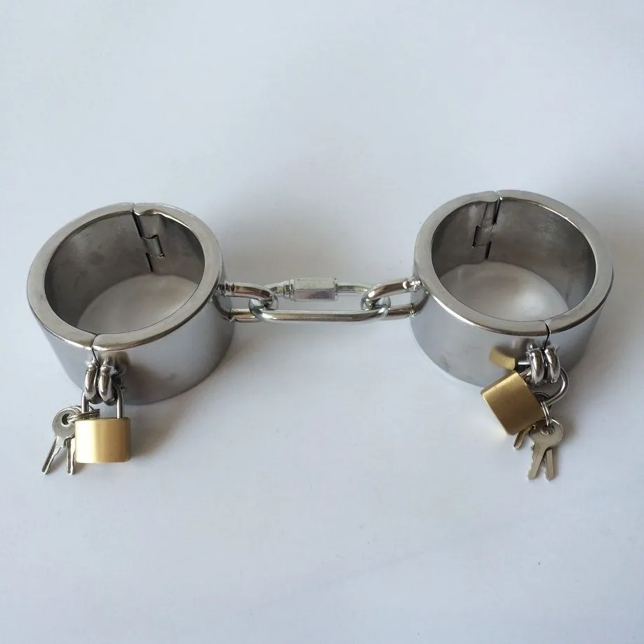 Newest design stainless steel metal hand cuffs wrist restraints bdsm ...