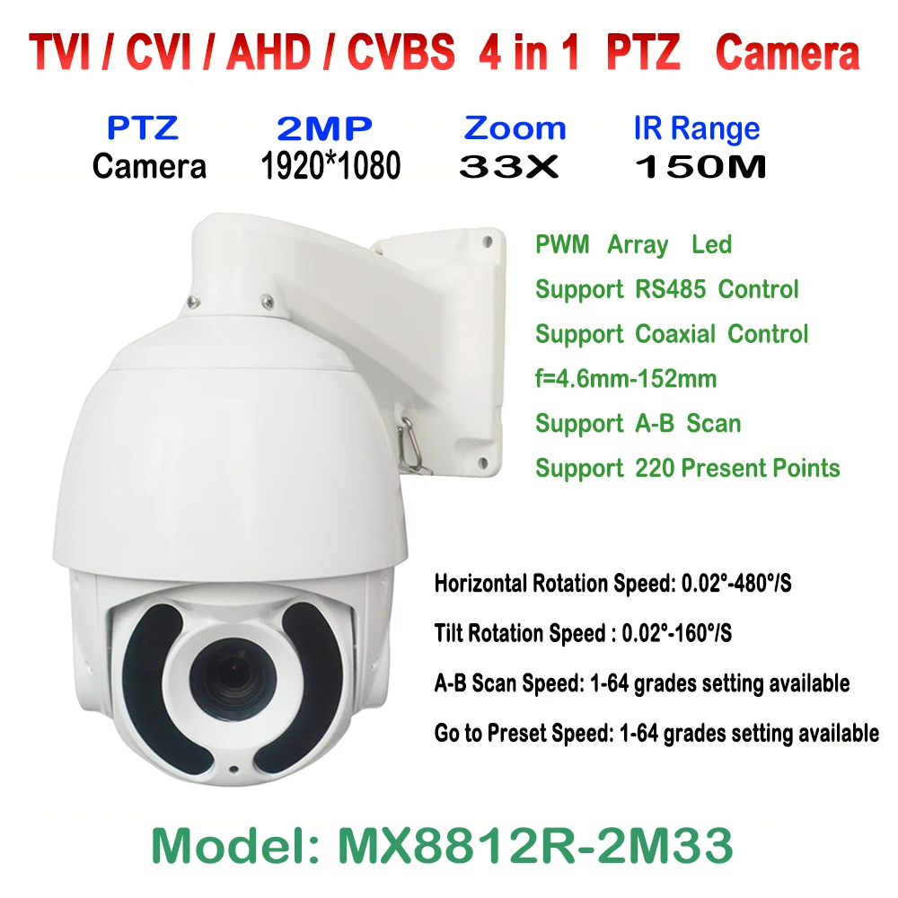 4 IN 1 IR high speed dome camera AHD TVI CVI CVBS 1080p output, 33X ptz ... 4 IN 1 IR high speed dome camera AHD TVI CVI CVBS 1080p output, 33X ptz ...