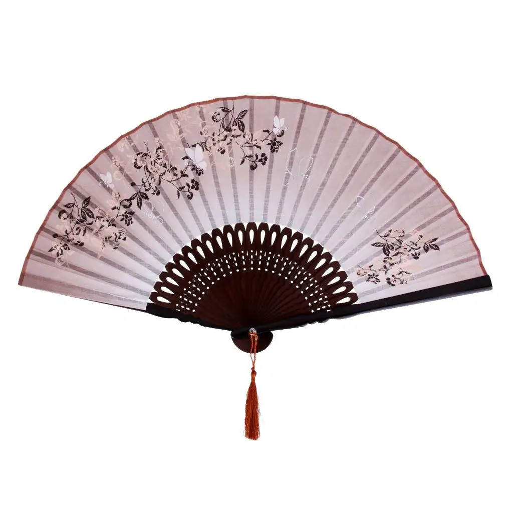 Fan Hand Fan Traditional Pocket Fan Butterfly Leaf Pattern Linen Fabric ...