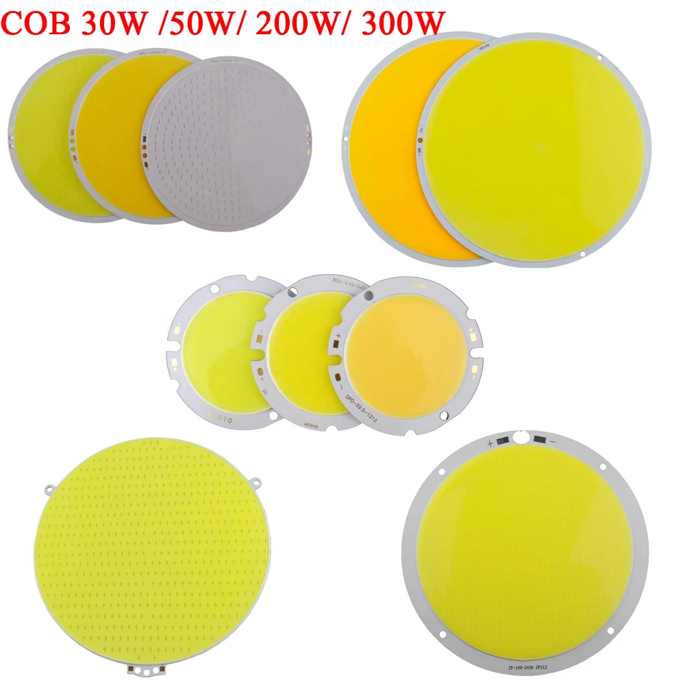 30w 50w 200w 300w Round Cob Led Diode Source Lamp Pure White Warm ...