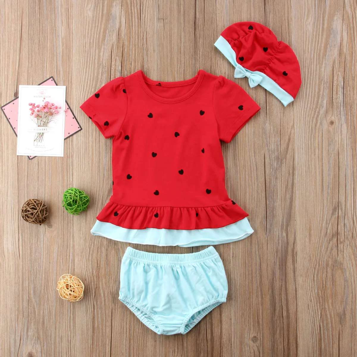Super Cute Kid Baby Girls 3Pcs Watermelon Print Swim cap Summer ...