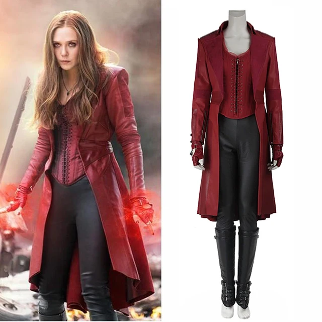 Scarlet Witch Wanda Maximoff Costume Leather Jacket Captain America 3 Civil War Cosplay Adult