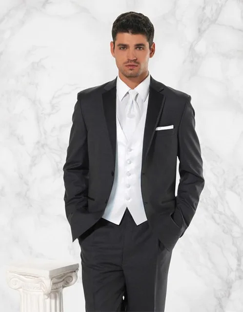 2018 Nueva marca muesca solapa negro novio Tuxedo padrinos de boda/cena ...