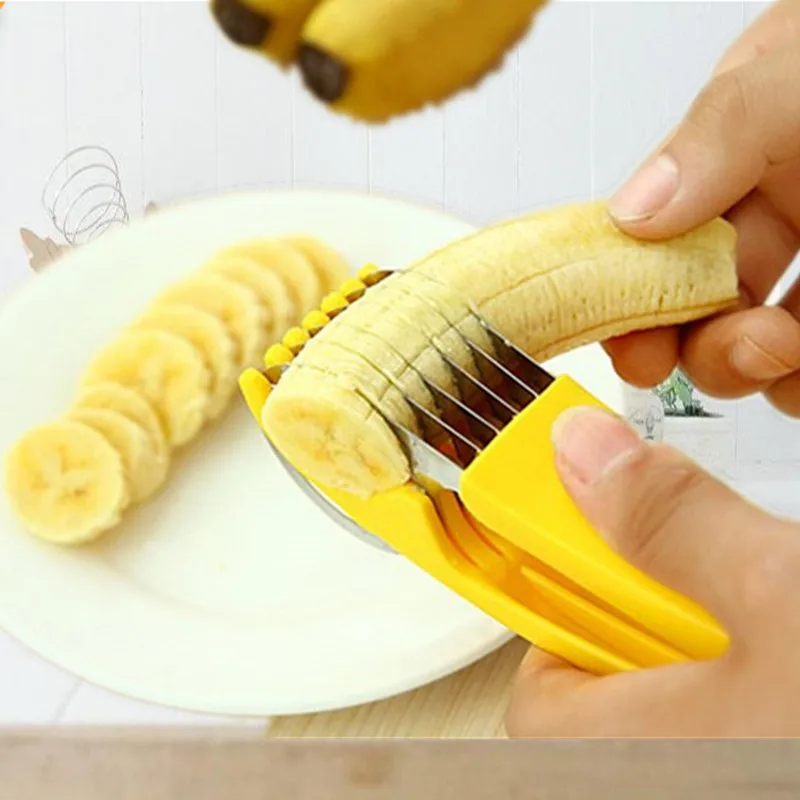 바나나 커터 스테인레스 스틸 5 시간 과일 야채 소시지 오이 슬라이서 쵸퍼 커터 샐러드 Sundaes 도구 주방 가제트강판
