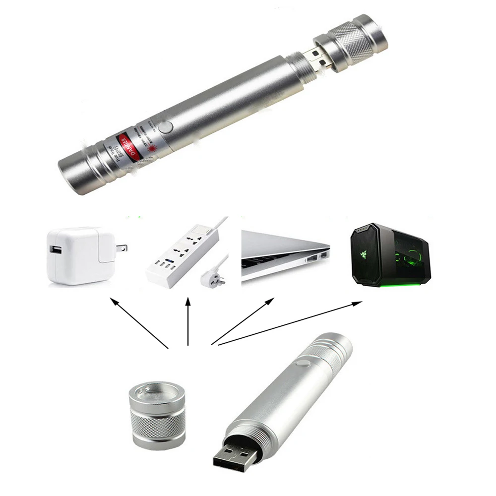 USB Rechargeable Laser Pointer charging High Power lazer Beam Green ...