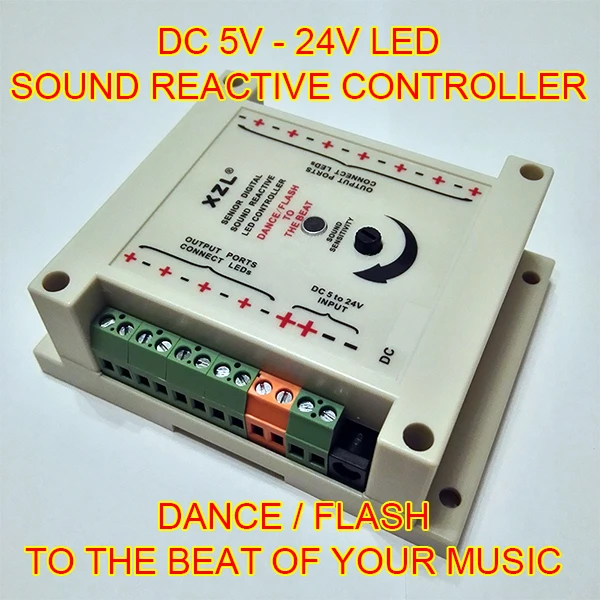 High Power 5 24V Sound Reactive digital LED controller. Dance / Flash ...