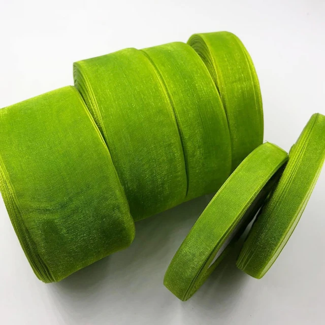Lime Green Sheer Ribbon Wide