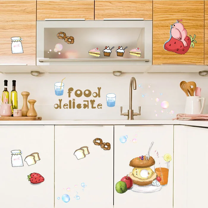 [Fundecor] diy home decor nutritious breakfast milk cake food wall ...