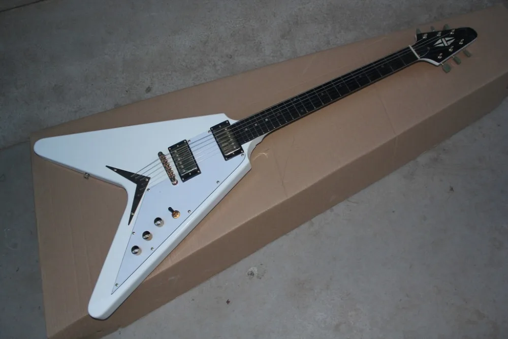 Alpine-White-Chibson-Flying-V-Electric-Guitar-Ebony-Fretboard-Chibson ...