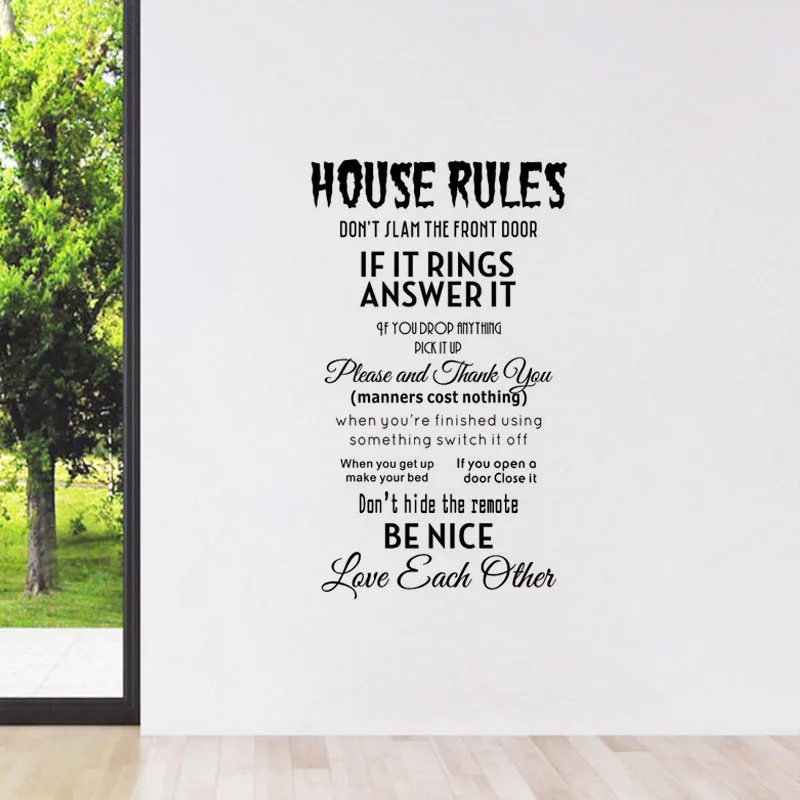 House Rules Wall Stickers Home Decor Living Room Vinyl Art Wall Decals ...