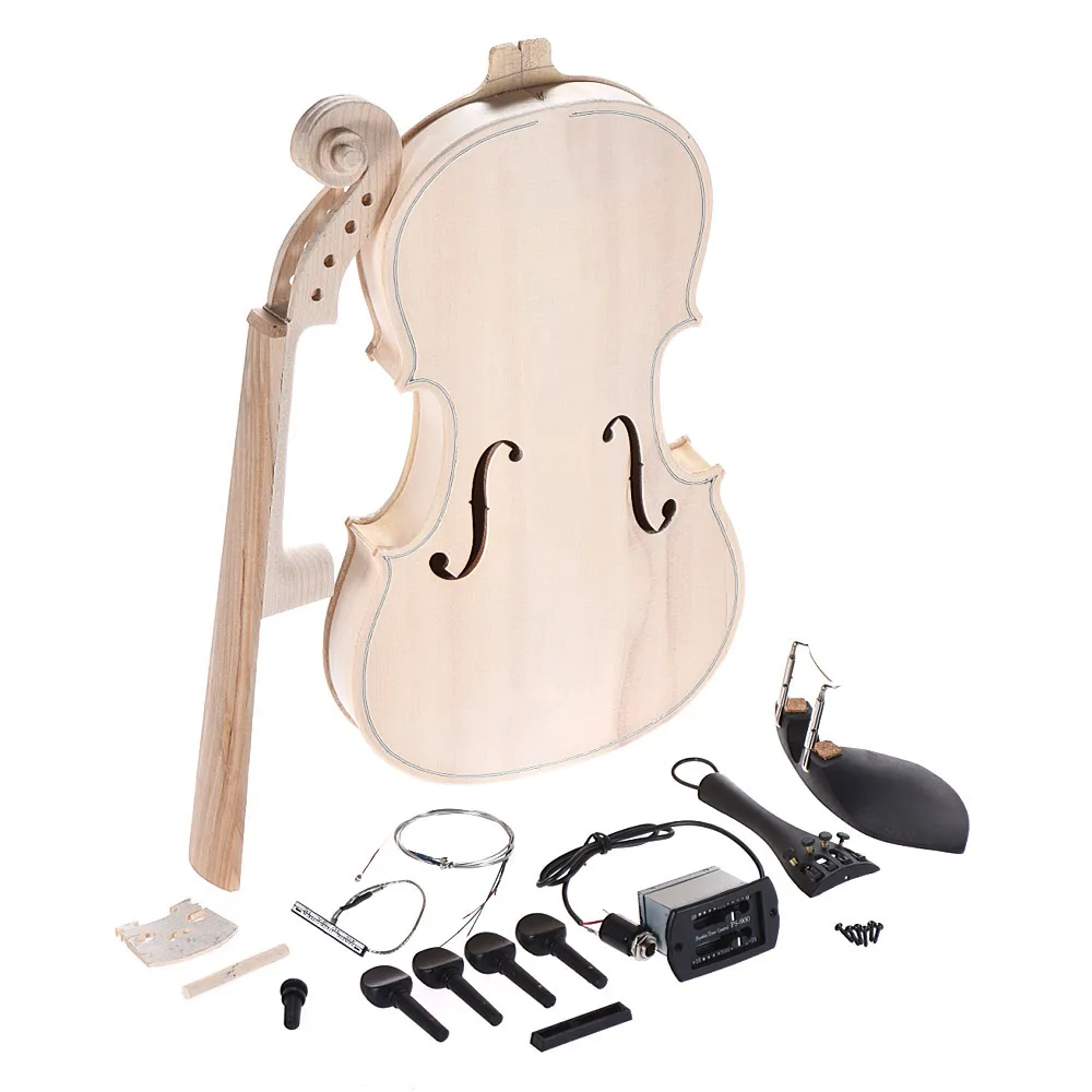 DIY 4/4 Full Size Natural Solid Wood Acoustic Violin Fiddle Kit with EQ ...