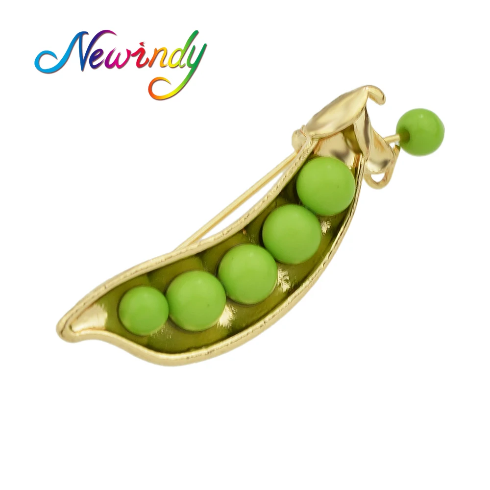 Newindy Jewelry Luxury Brooches Gold Color Brosh With Green Beads Peas ...