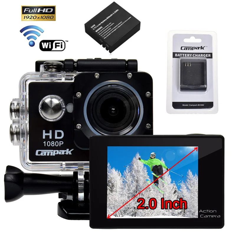 Sport Action Camera WIFI 12MP Full HD 1080P 2.0 LCD Underwater 30M wide ...