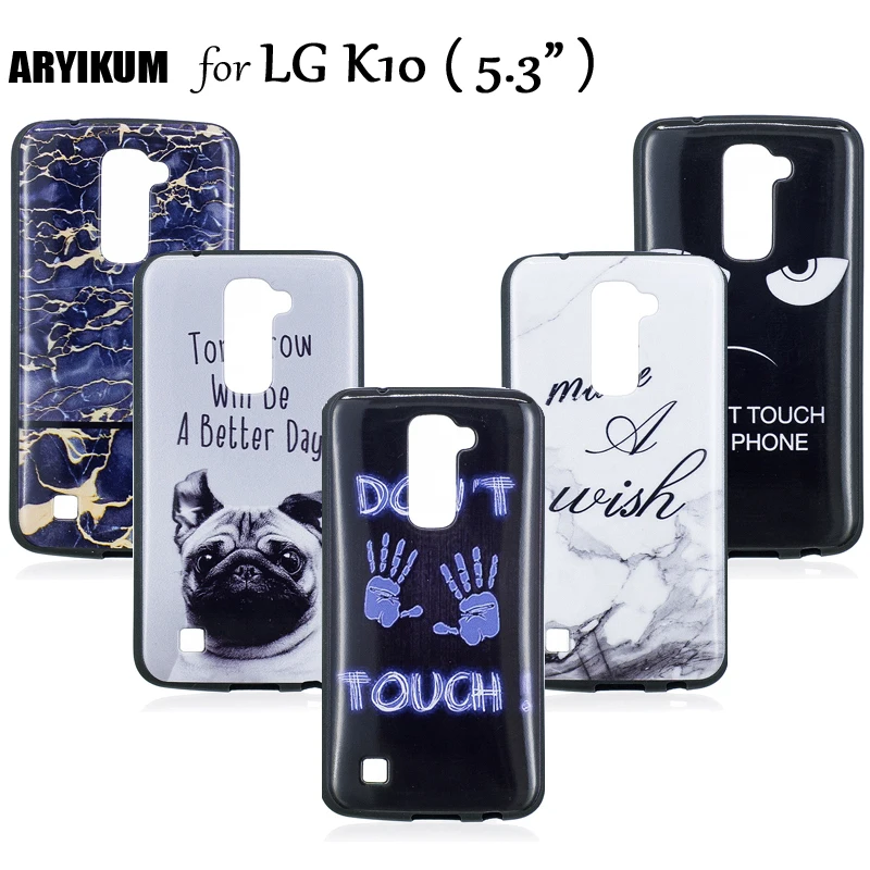 ARYIKUM Luxury Cartoon Case For LG K10 4g LTE K410 Silicone Marble Back ...